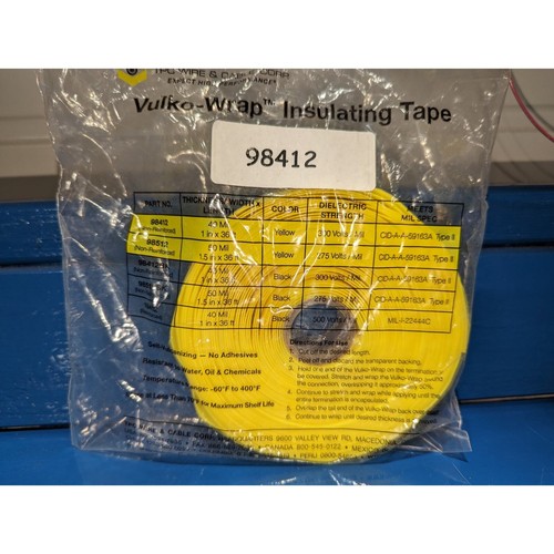 Vulko-wrap Insulating Tape 98412 40 Mils X 1 In. X 36 Ft. TPC Wire ...