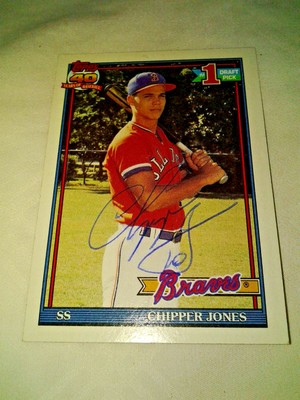 Chipper Jones auto Topps 1991 rookie card #333 #1 draft pick very nice ...