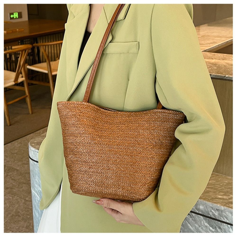 Large Capacity Shopping Bag Straw Handbags Durable Purse Women | eBay