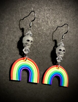Skulls & Rainbows Dangle Earrings, Scenecore, Rave, Emo, Punk, EDM ...