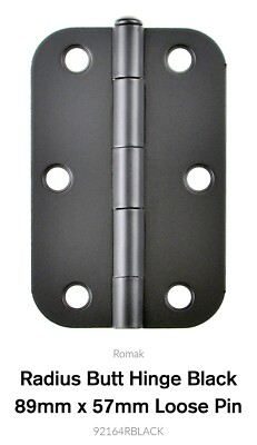 ROMAK Black Loose Pin Radius Butt Hinge | eBay Australia