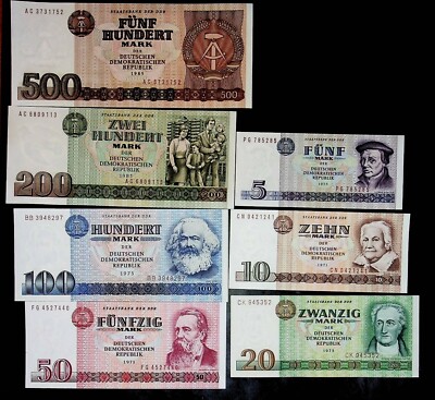 1985 East Germany 500 to 5 Mark Banknote Set Uncirculated | eBay