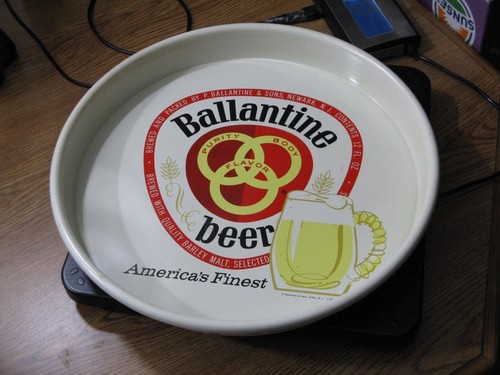 VINTAGE BALLANTINE BEER NEWARK NJ METAL SERVING TRAY IN VERY CLEAN ...