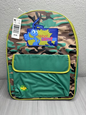 90s Disney Pixar A Bugs Life Backpack Green Camouflage Flik Ant NEW ...
