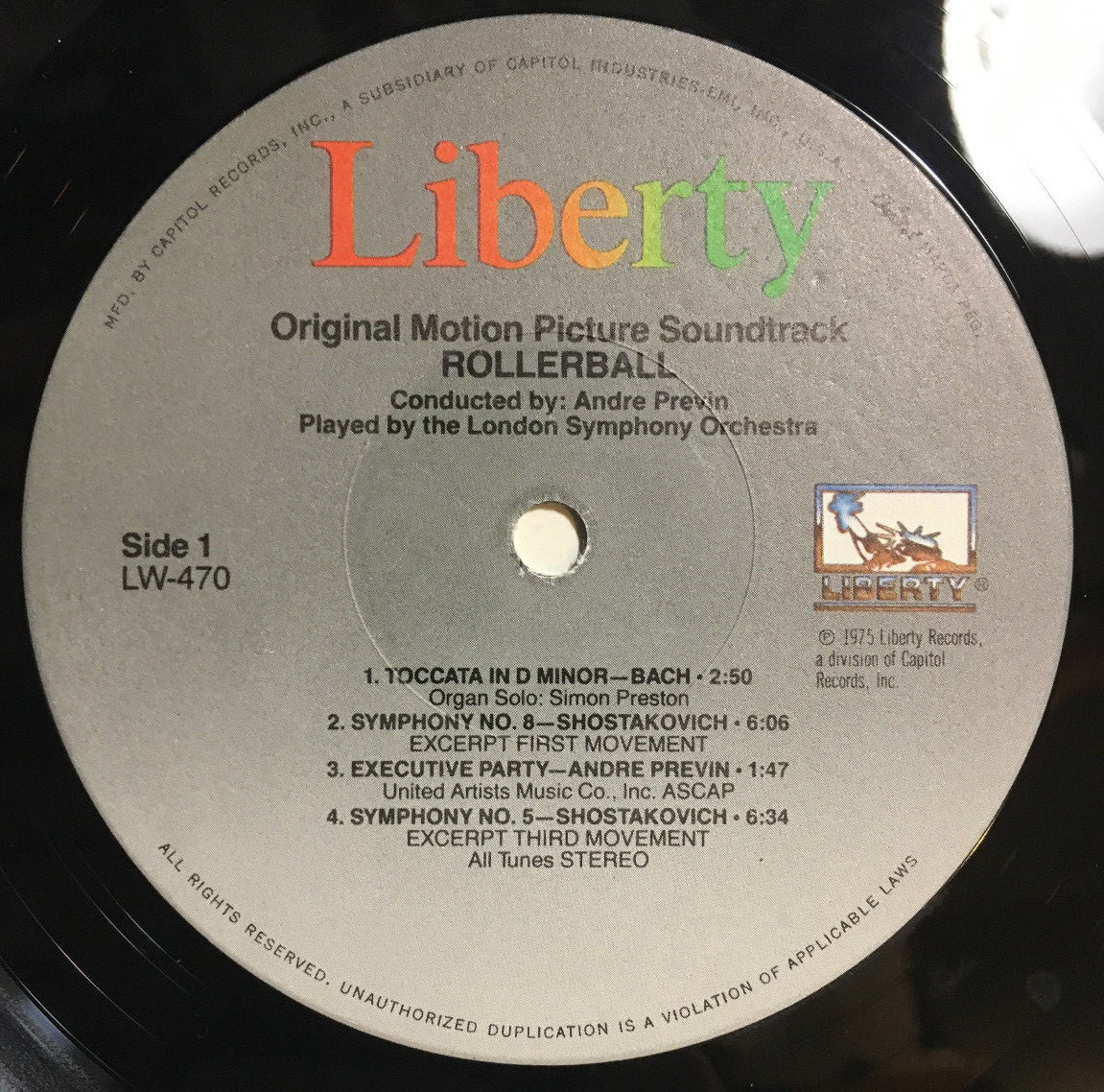 Rollerball - Original Soundtrack Recording - Andre Previn / London ...