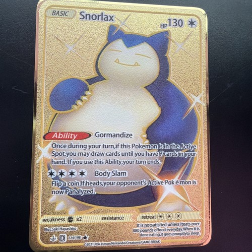 Snorlax HP130 Gold Metal Pokémon Card Fan Art! | eBay UK