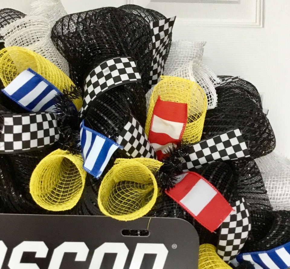 NASCAR Racing Sports Wreath Handmade Deco Mesh | eBay