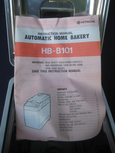 HITACHI BREAD MACHINE MAKER AUTOMATIC HOME BAKERY HB-B101 + MANUAL ...