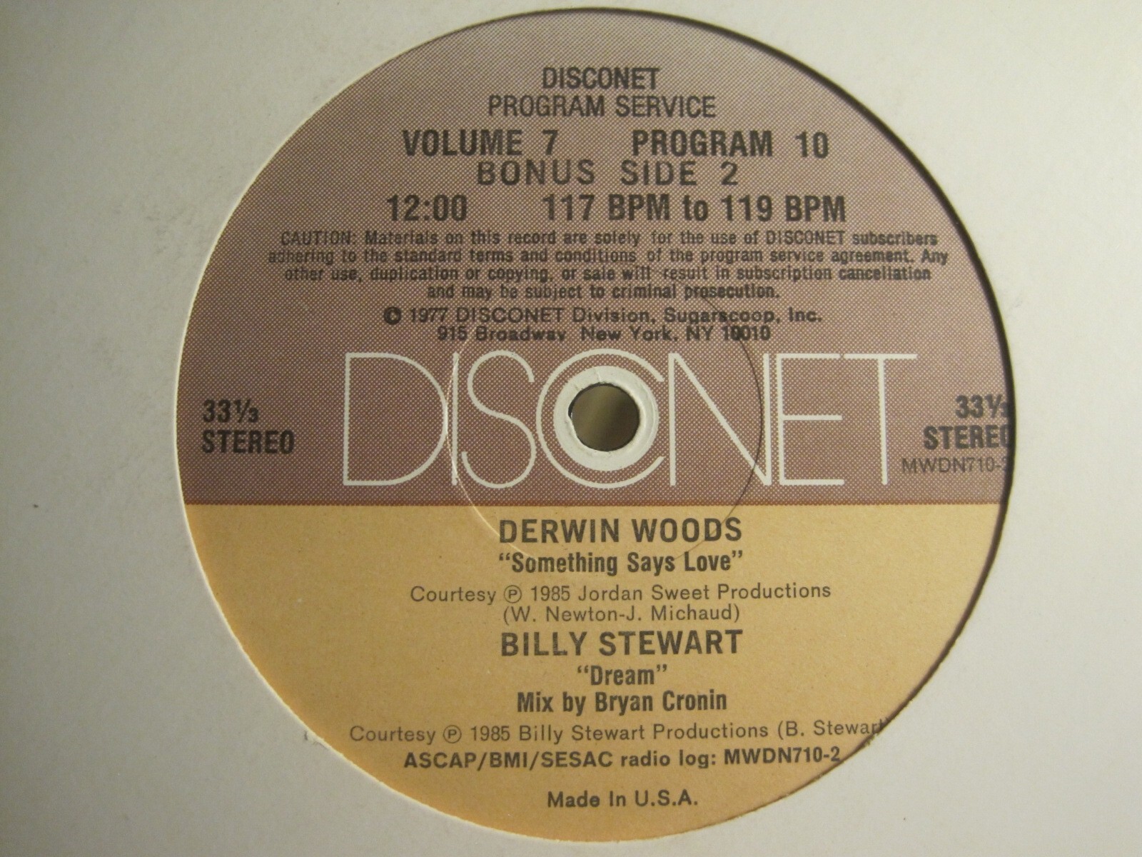 V/A DISCONET VOLUME 7 PROGRAM 10 2x12" *DISC 2 ONLY* 1985 MWDN710 DJ ...