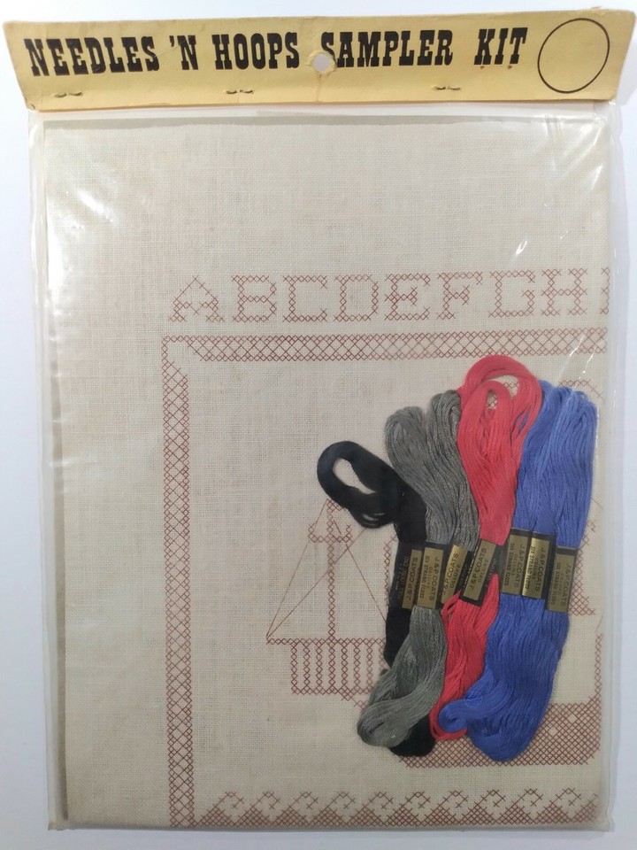 Needles 'N Hoops Sampler Kit #101 Ship Sampler Linen & Floss Vintage ...