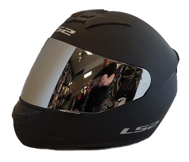 LS2 FF352 ROOKIE FULL FACE MOTORCYCLE HELMET MATT BLACK WITH MIRRORED ...