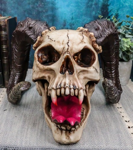 Large Bizarre Demonic Krampus Ram Horned Skull Statue Gothic Figurine ...