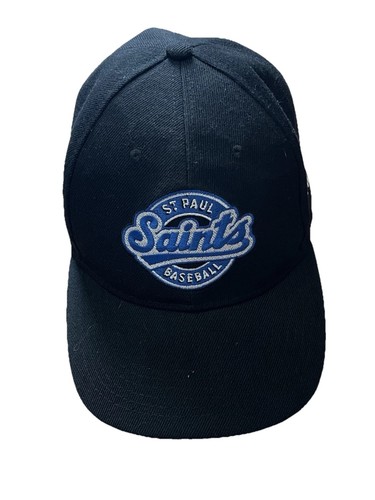 St Paul Saints Strap Back Minor League Black Fitted Baseball Hat/Cap ...