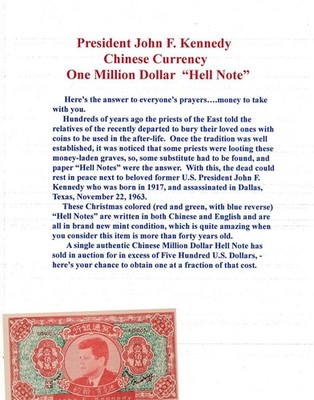 John F. Kennedy - Chinese Currency "Hell Notes" | eBay