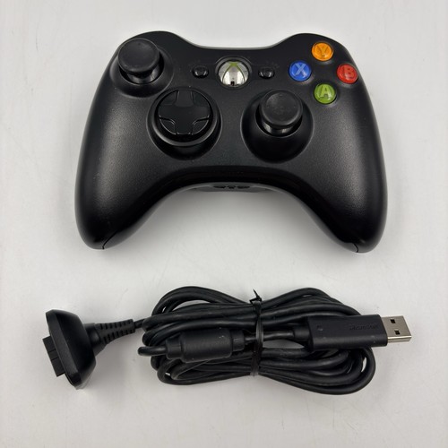 Xbox 360 Controller Black Wireless OEM W/ Battery Pack/Charger 1403 ...