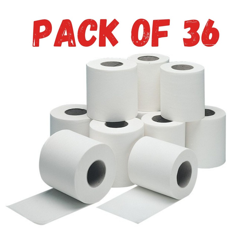 72 PPC 2Ply Toilet Rolls Quilted Embossed White Paper Luxury Tissue ...