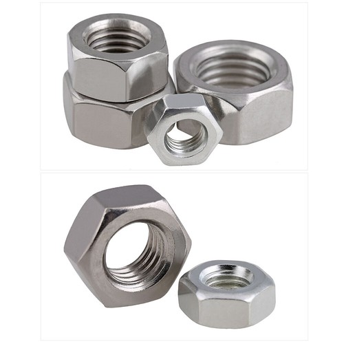 Left Hand Stainless Steel / Zinc Plated Hex Full Nuts Reverse Thread M4 ...