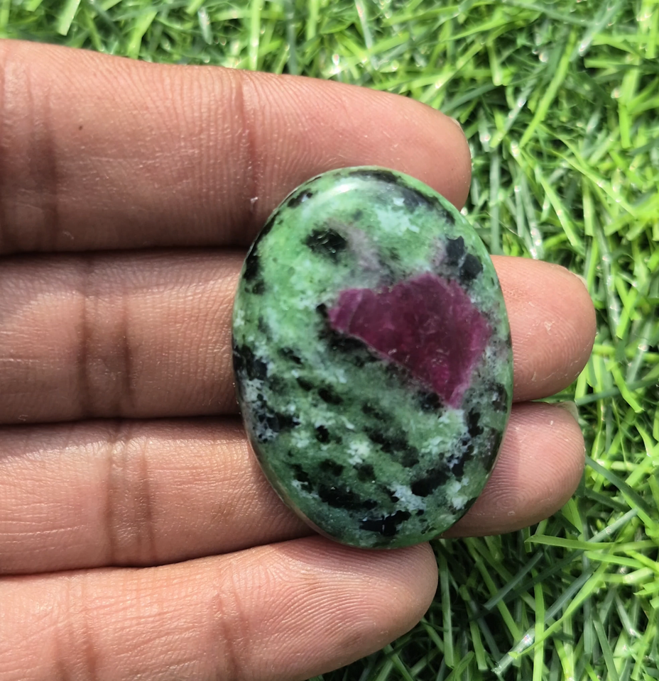 Natural Ruby Zoisite Loose Gemstone Cabochon Oval Shape Use For Making ...