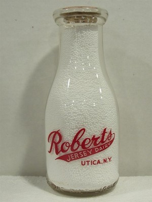 TRPP Milk Bottle Roberts Jersey Dairy Farm Utica NY ONEIDA CO 1941 ...