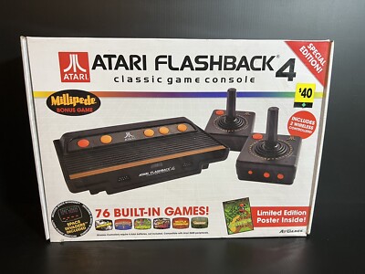 Atari Flashback 4 Console System Tested Wireless Controllers Joysticks ...