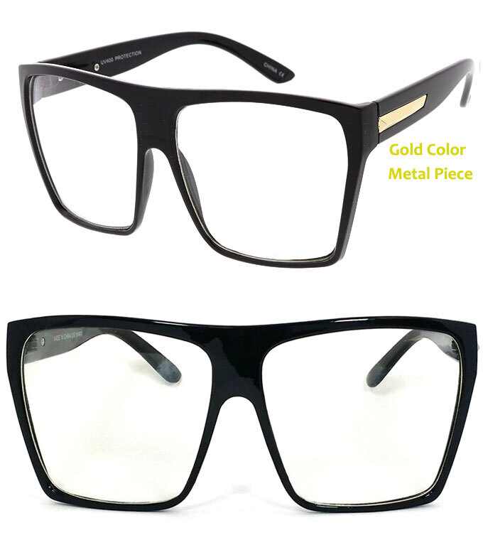 Retro Square Pilot Sunglasses Men Women Oversized Flat Top Square CLEAR ...