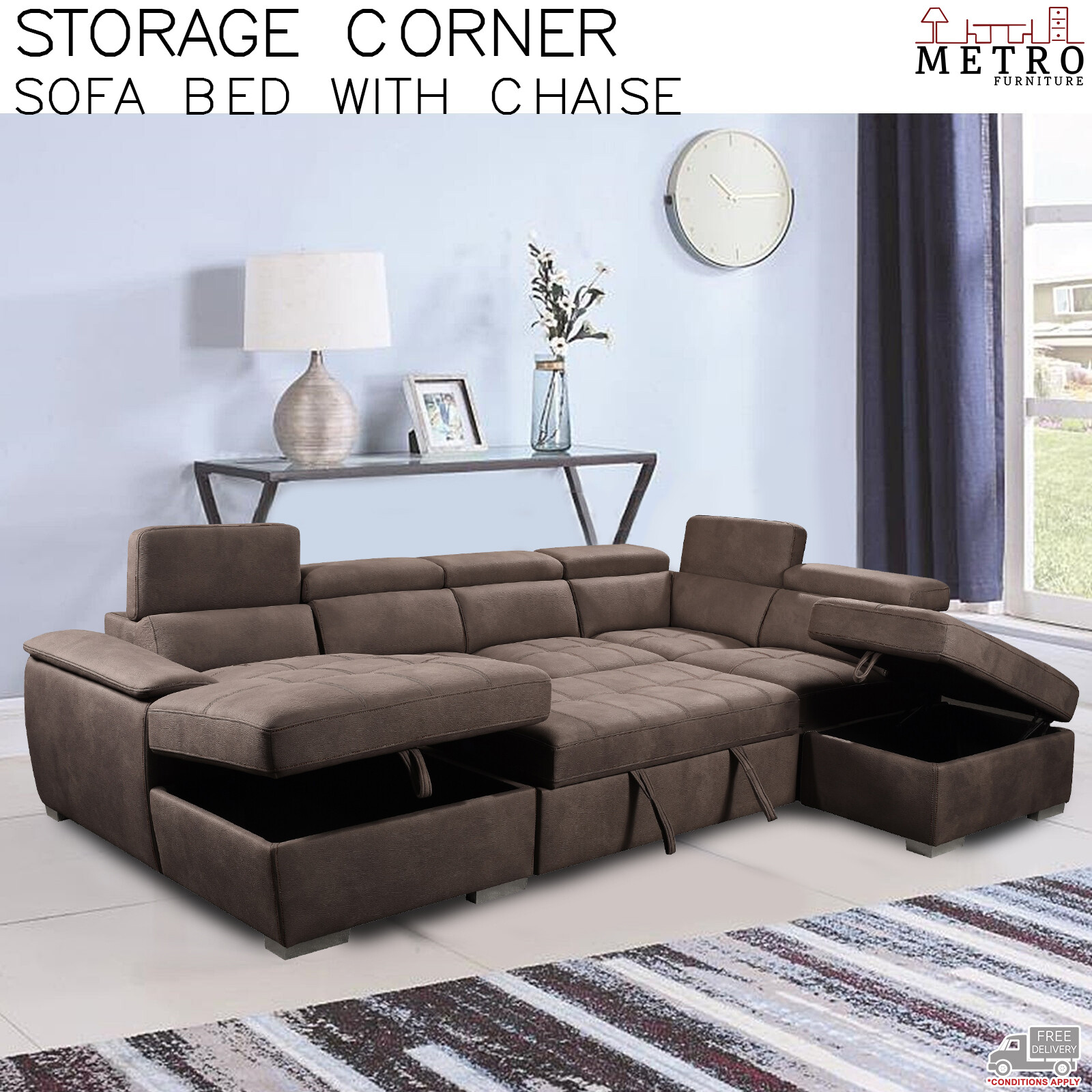4 Seater Sofa Bed With Chaise | Cabinets Matttroy