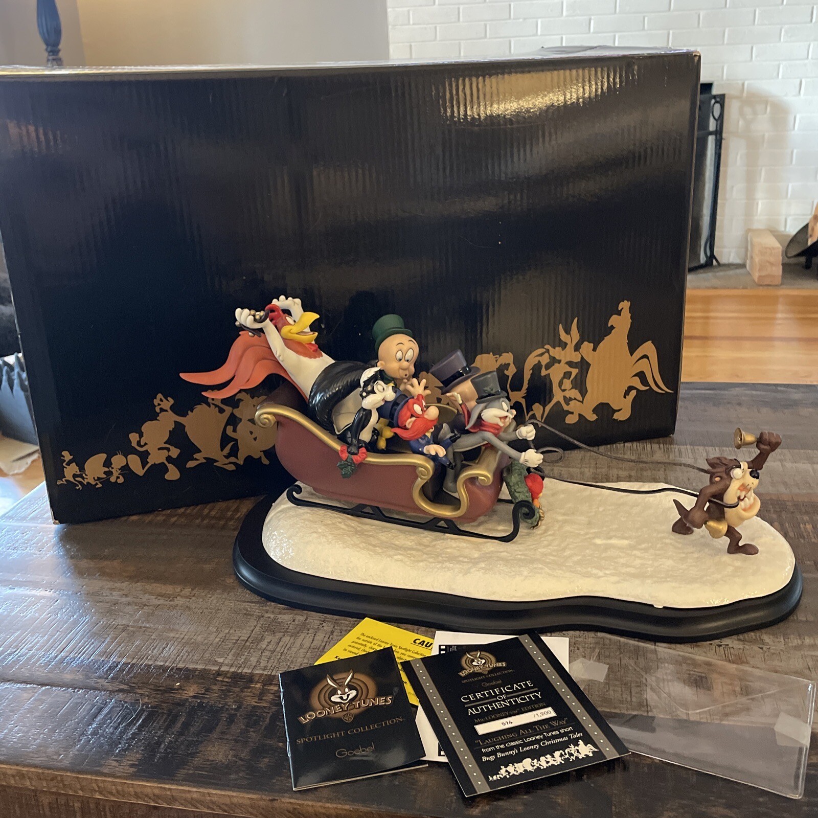 LOONEY TUNES LAUGHING ALL THE WAY SLEIGH FIGURINE RARE COLLECTIBLE 574/ ...