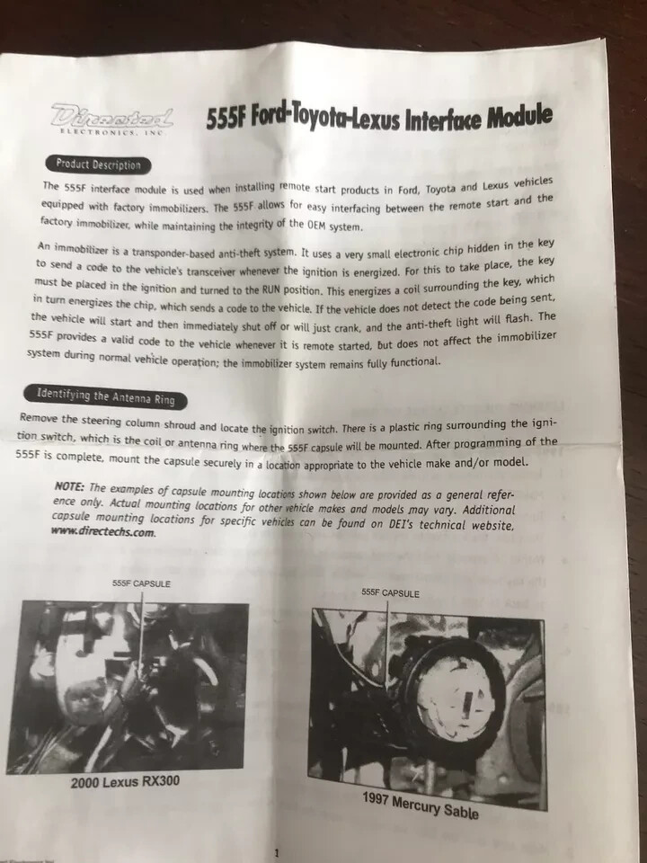 DEI/Directed Electronics 555F Bypass/remote start | eBay