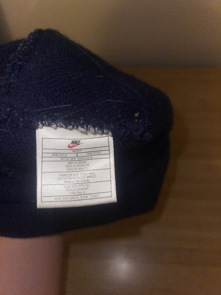 Vintage Nike Hat Adult Blue Winter Stocking Cap Swoosh Logo USA Beanie ...