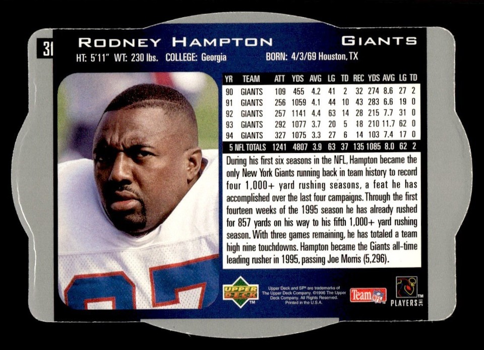 1996 SPx Rodney Hampton #31 | eBay