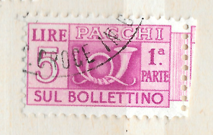 1966 Italy stamp - 5 Lire - Parcel Post-Sul Bollettino - shows post ...