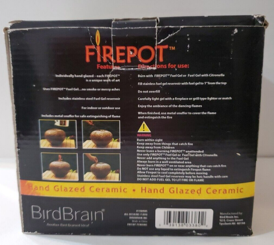 Firepot Hand Glazed Ceramic Green by Bird Brain 5" high x 5.5" wide ...