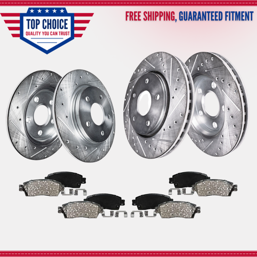 AWD 320mm Front 302mm Rear DRILLED Rotor Ceramic Brake Pad 2007-10 Ford ...