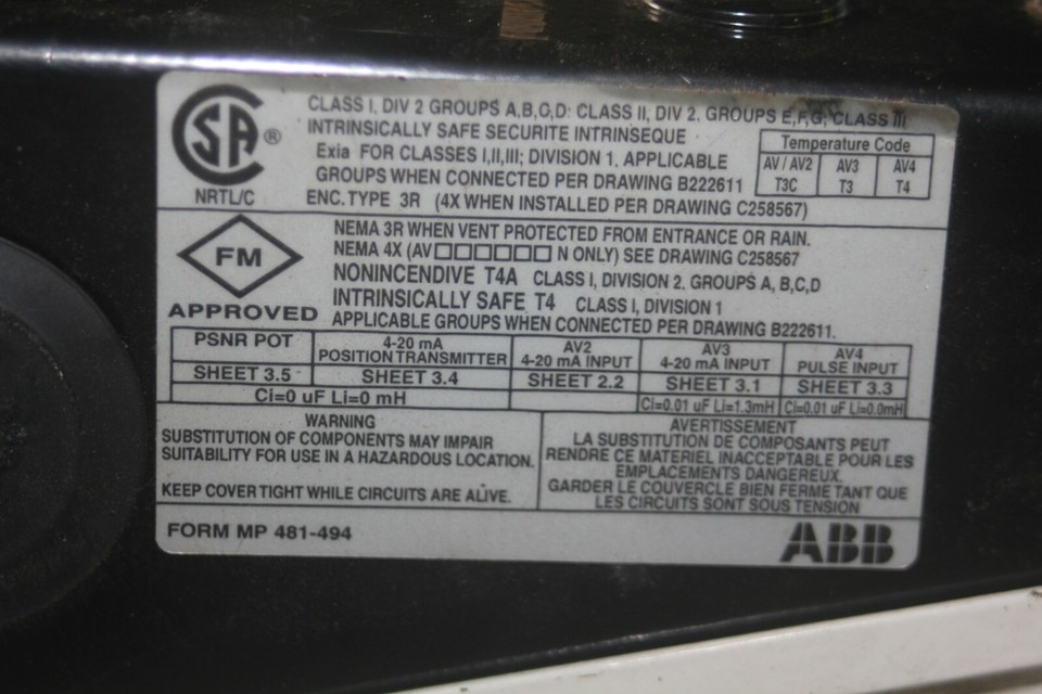 ABB Pneumatic Positioner AV2321200 | eBay