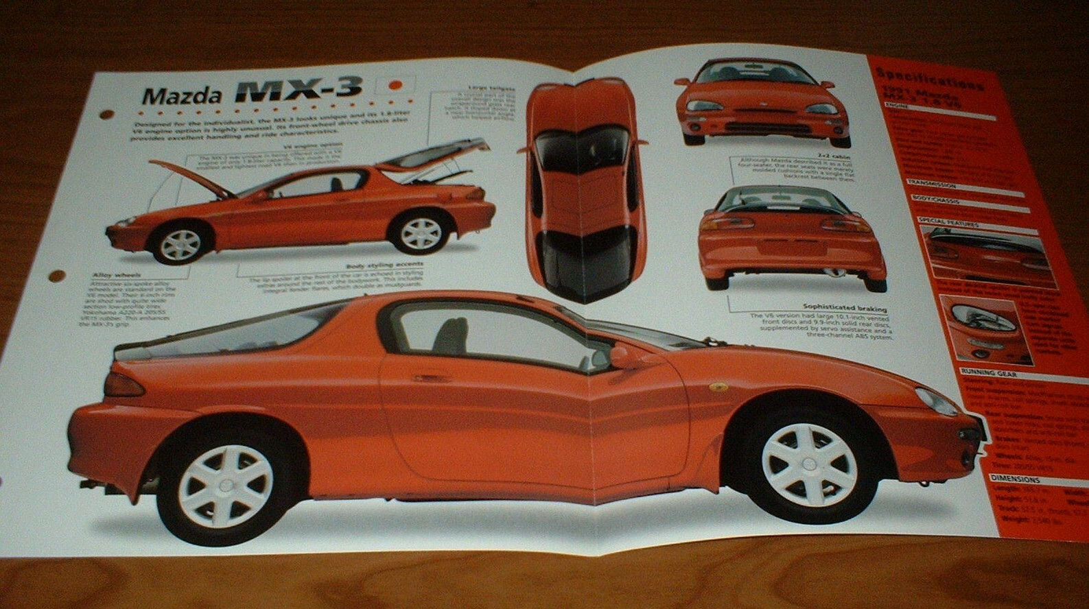 1991 MAZDA MX-3 1.8 V6 SPEC SHEET BROCHURE POSTER PRINT PHOTO 91 92 93 ...
