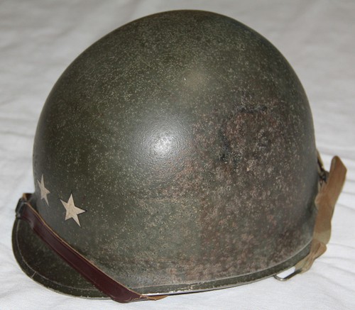 WWII FRONT SEAM SWIVEL LOOP M1 HELMET SET W/ ADDED GENERAL STARS ...