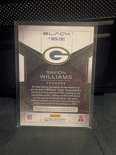 2025 PANINI BLACK SAVION WILLIAMS #RKPA-SWS ROOKIE PATCH AUTO /25 COLOR ...