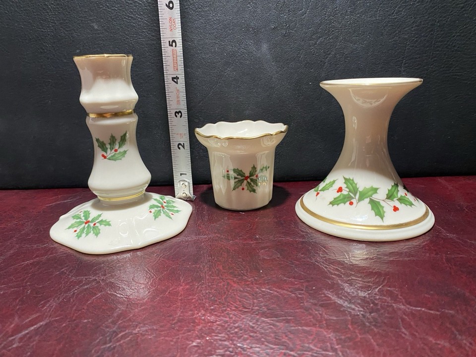 Lenox Christmas Candle Holders with Gold Trim | eBay