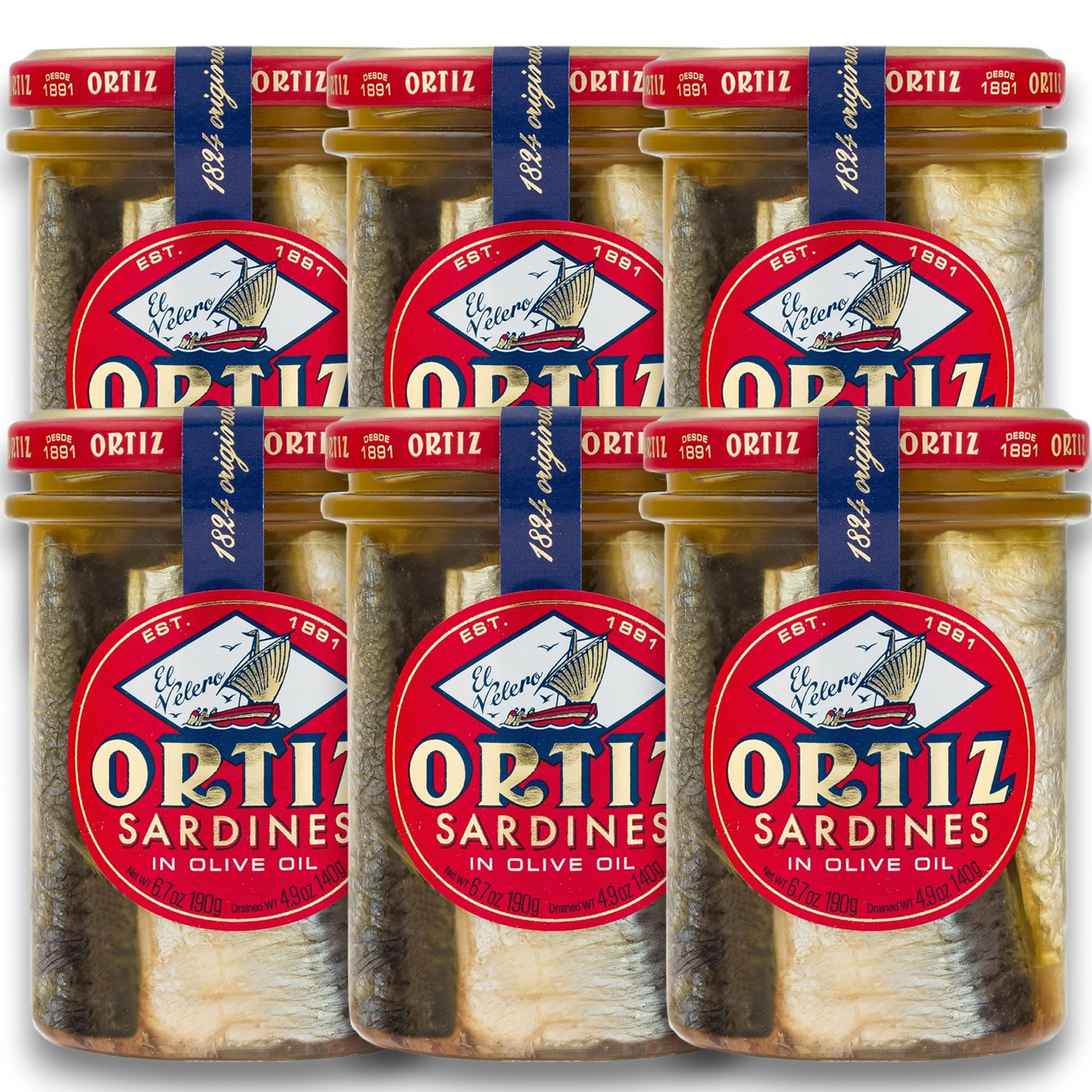 Ortiz Sardines In Olive Oil 6 Pack 6.7 Ounce Premium Quality Canned ...