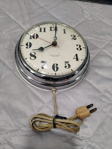 Vintage Westclox Electric Wall Clock Spice S13-G Silver Tone Works Used ...