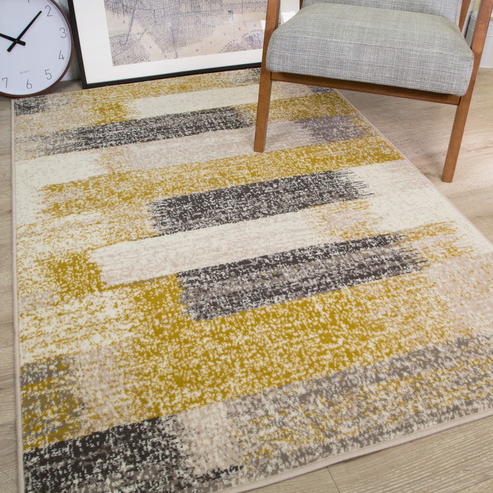 Ochre Mustard Yellow Gold Bright Large Area Rug Rugs for Living Room ...