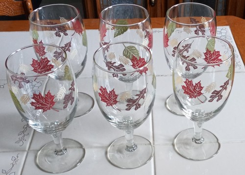 Falling Leave Autumn/Fall Themed Goblets - Set of 6 for Wine, Cider ...