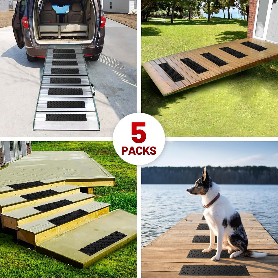 5 Pack Rubber Stair Treads Non Slip Skid Resistant Outdoor Wooden Steps ...