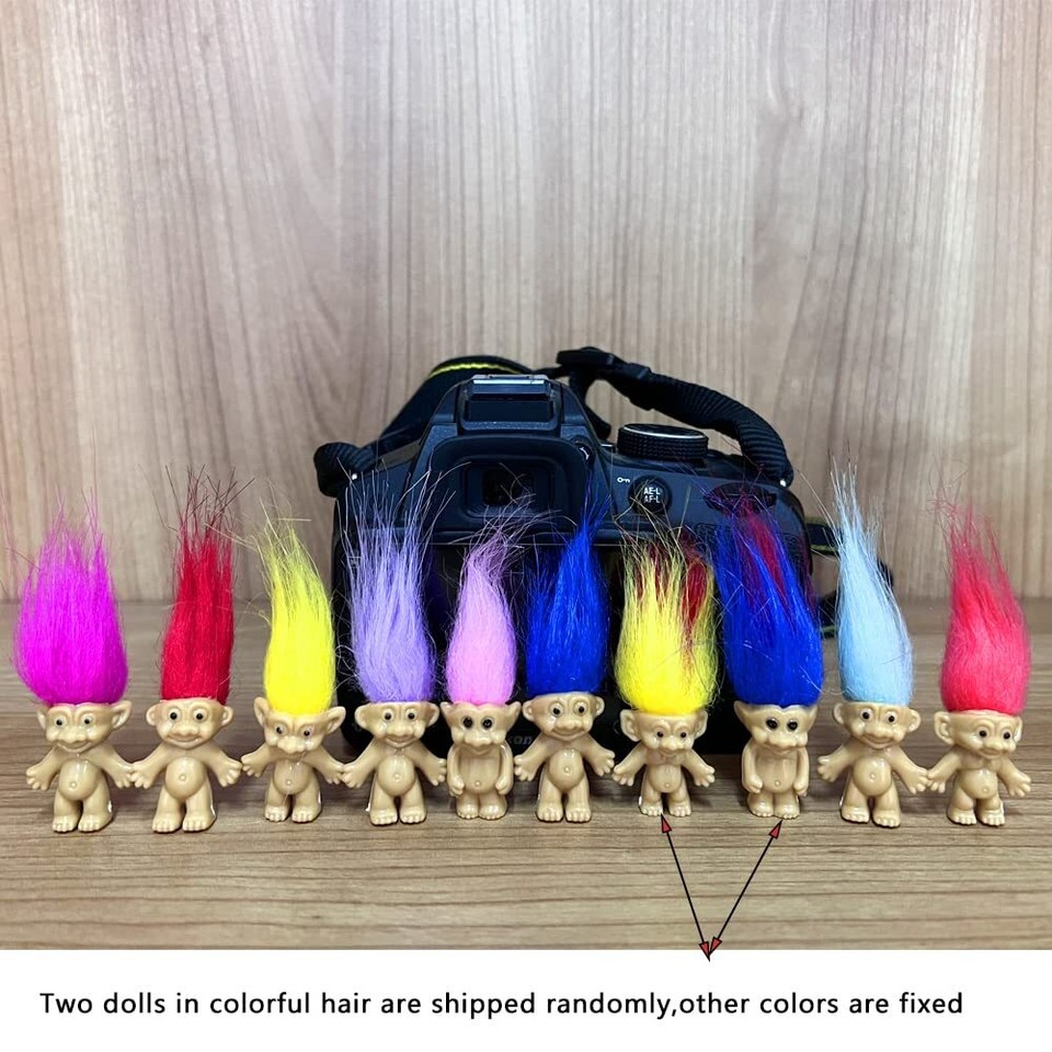 10PCS Mini Troll Dolls, PVC Vintage Trolls Lucky Doll Mini Action ...