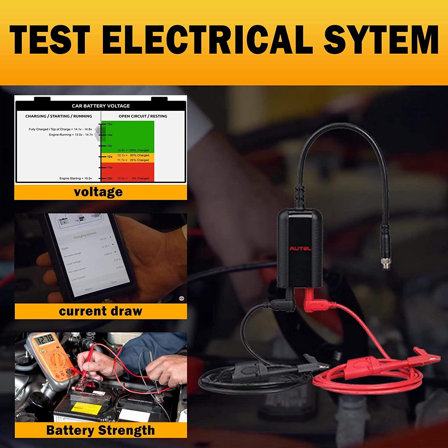 Autel Battery Tester Accessory Kit (BTAK) Compatible with MaxiBAS BT608 ...