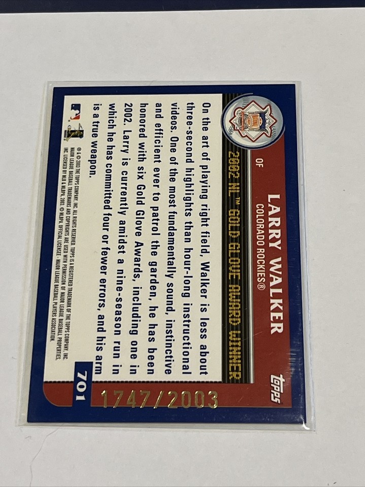 2003 Topps Gold #701 Larry Walker Colorado Rockies /2003 | eBay