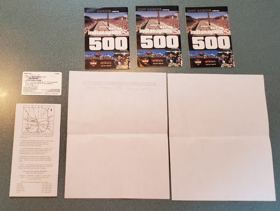 Lot of 1999 Indianapolis Motor Speedway 500 Mile Race Authentic ...