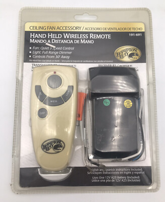 Hampton Bay Wireless Ceiling Fan Remote 191-691 Transmitter & Receiver ...