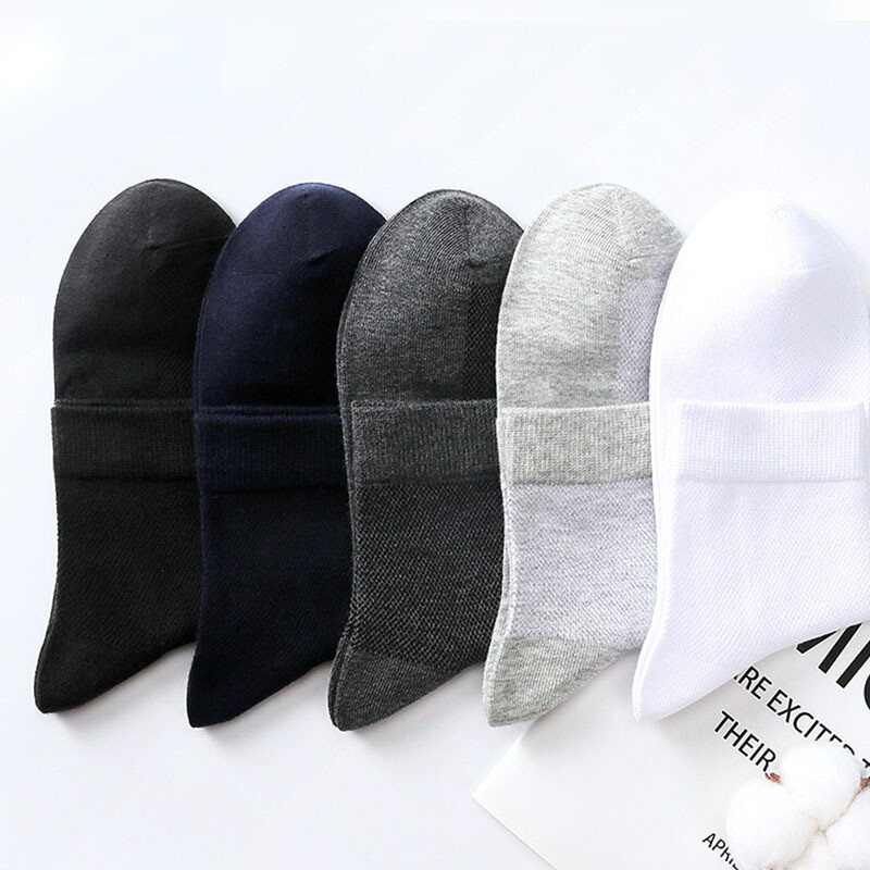 5 pairs cotton socks pure cotton mesh breathable sweat absorbing socks ...