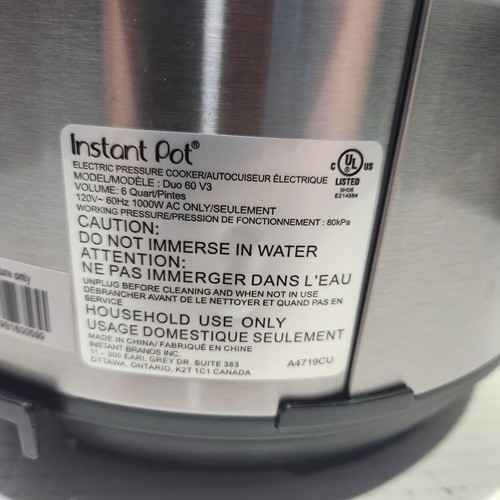INSTANT POT IP-DUO60 V3 7in1 Programmable Pressure Cooker 6qt Silver | eBay
